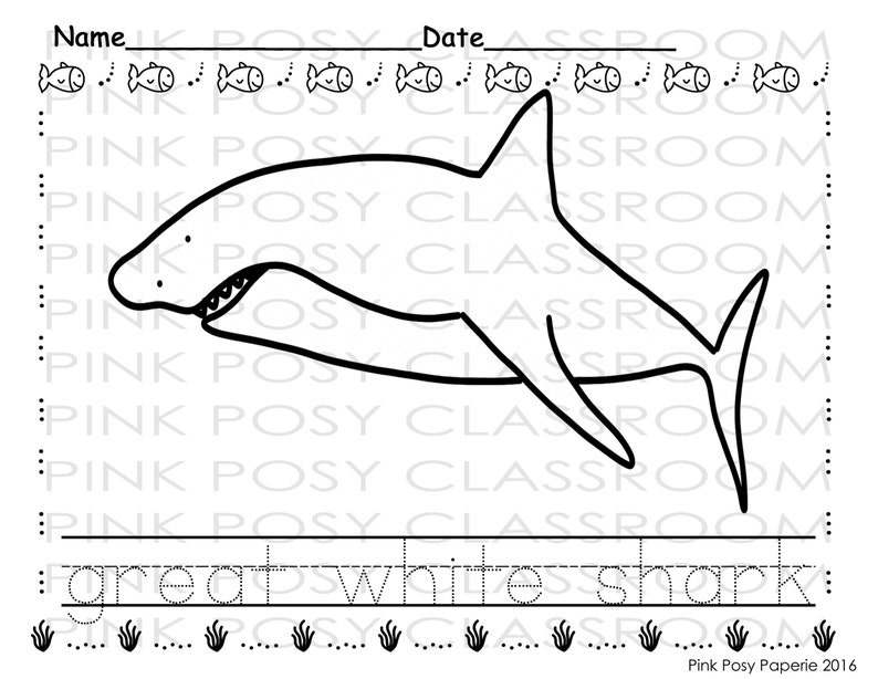 Shark Coloring Pages, Color and Trace the Letters, Printable Shark ...