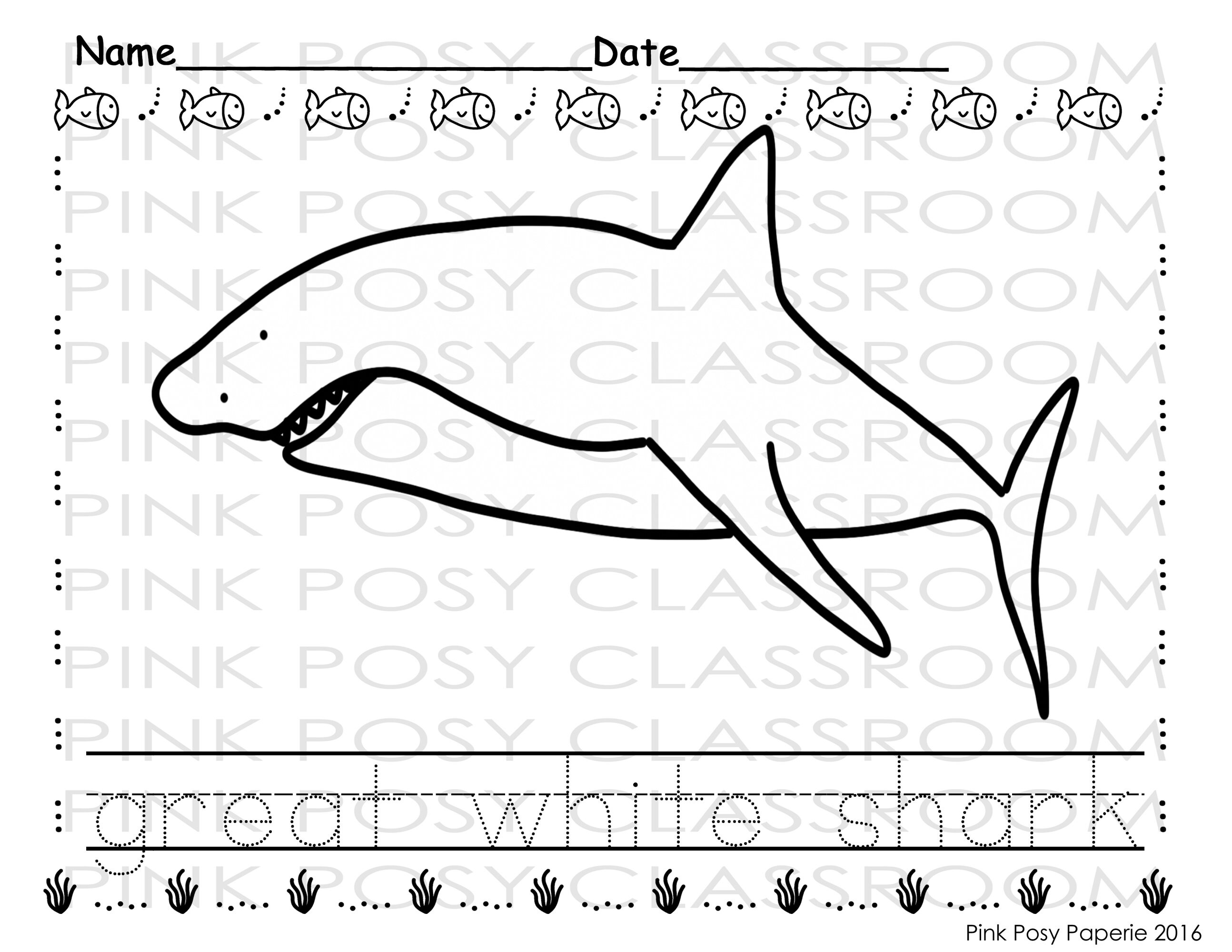 Shark Coloring Pages, Color and Trace the Letters, Printable Shark ...