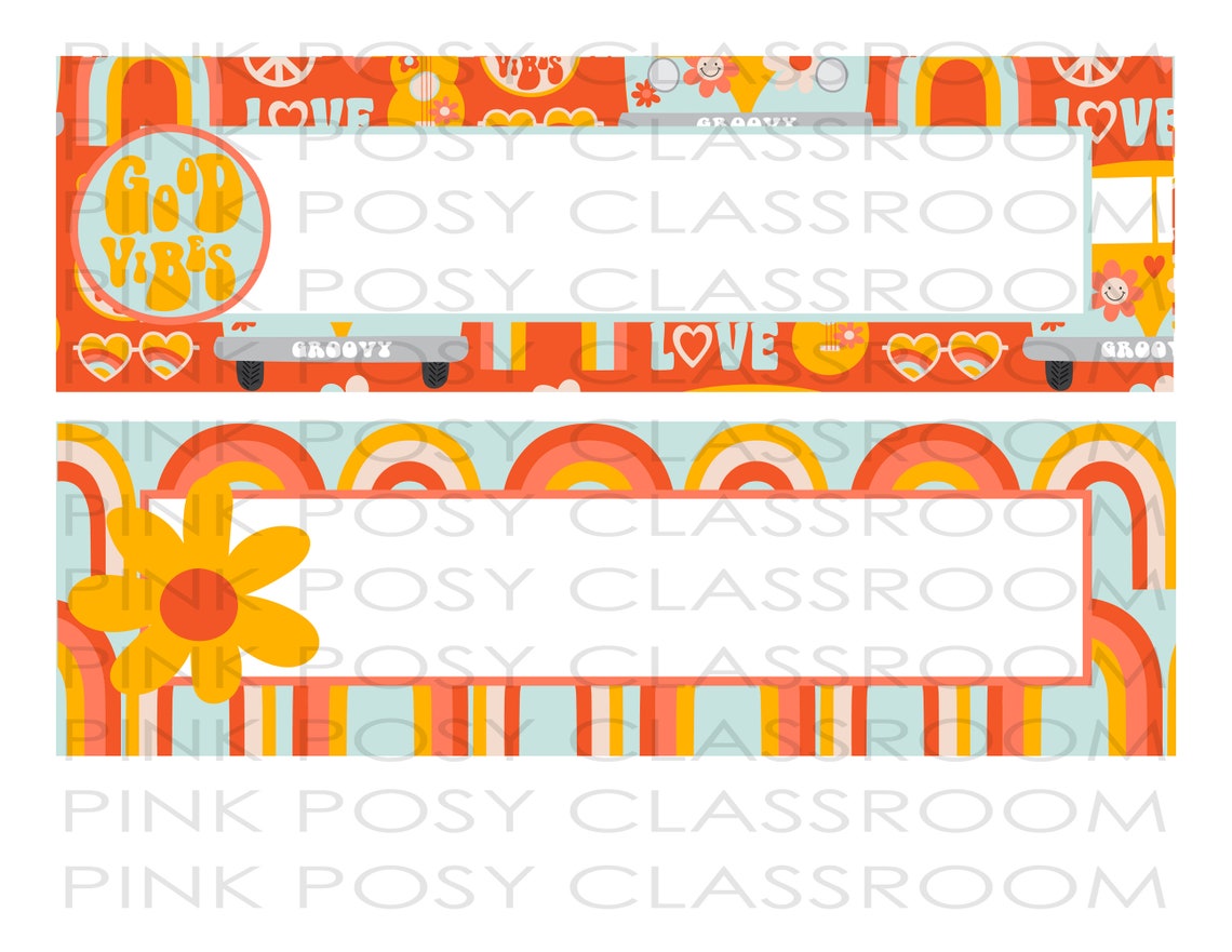 Editable Desk Name Plates, Groovy Desk Name Tag, Classroom Decorations ...