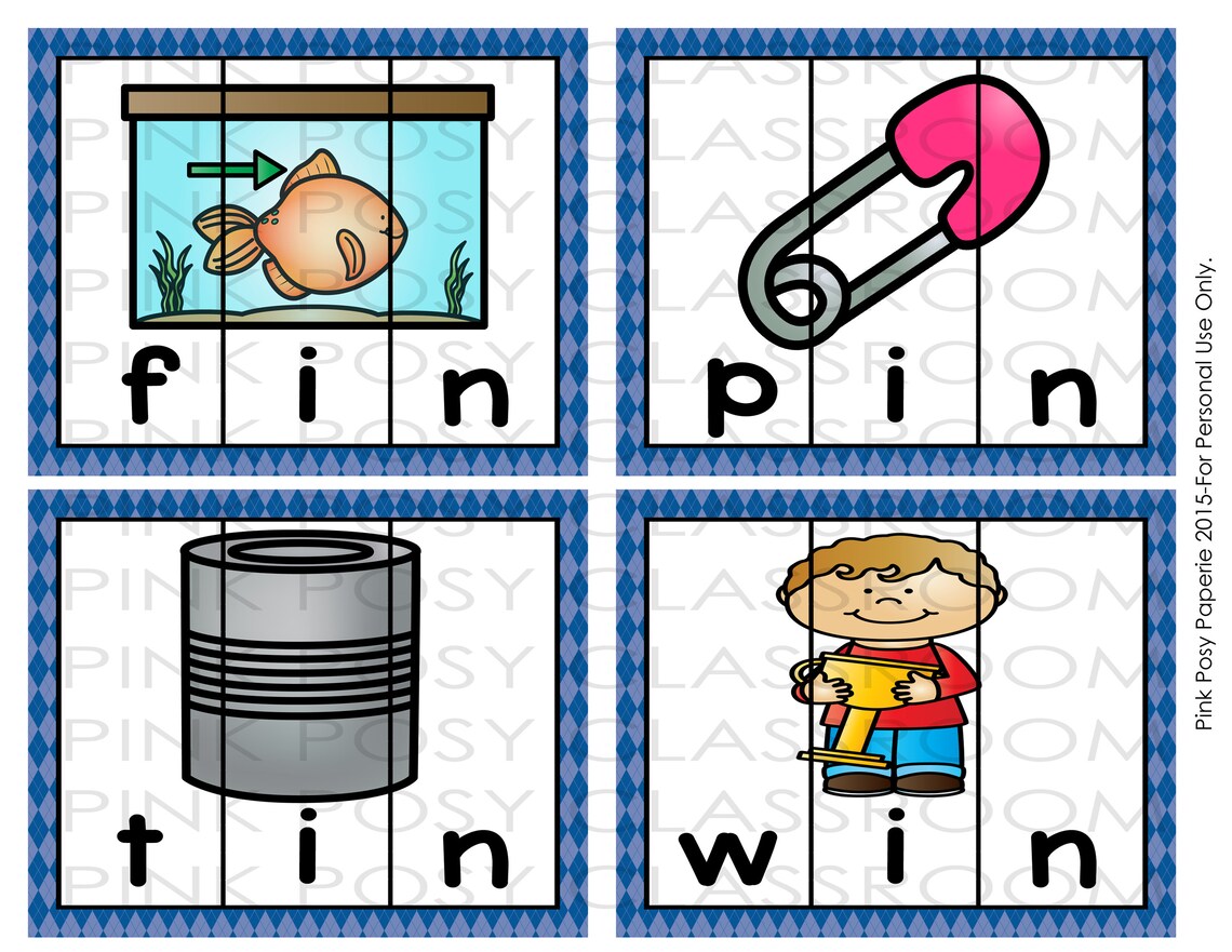 CVC Puzzles, Short I, Short Vowel Sounds, Word Families, Phonics ...