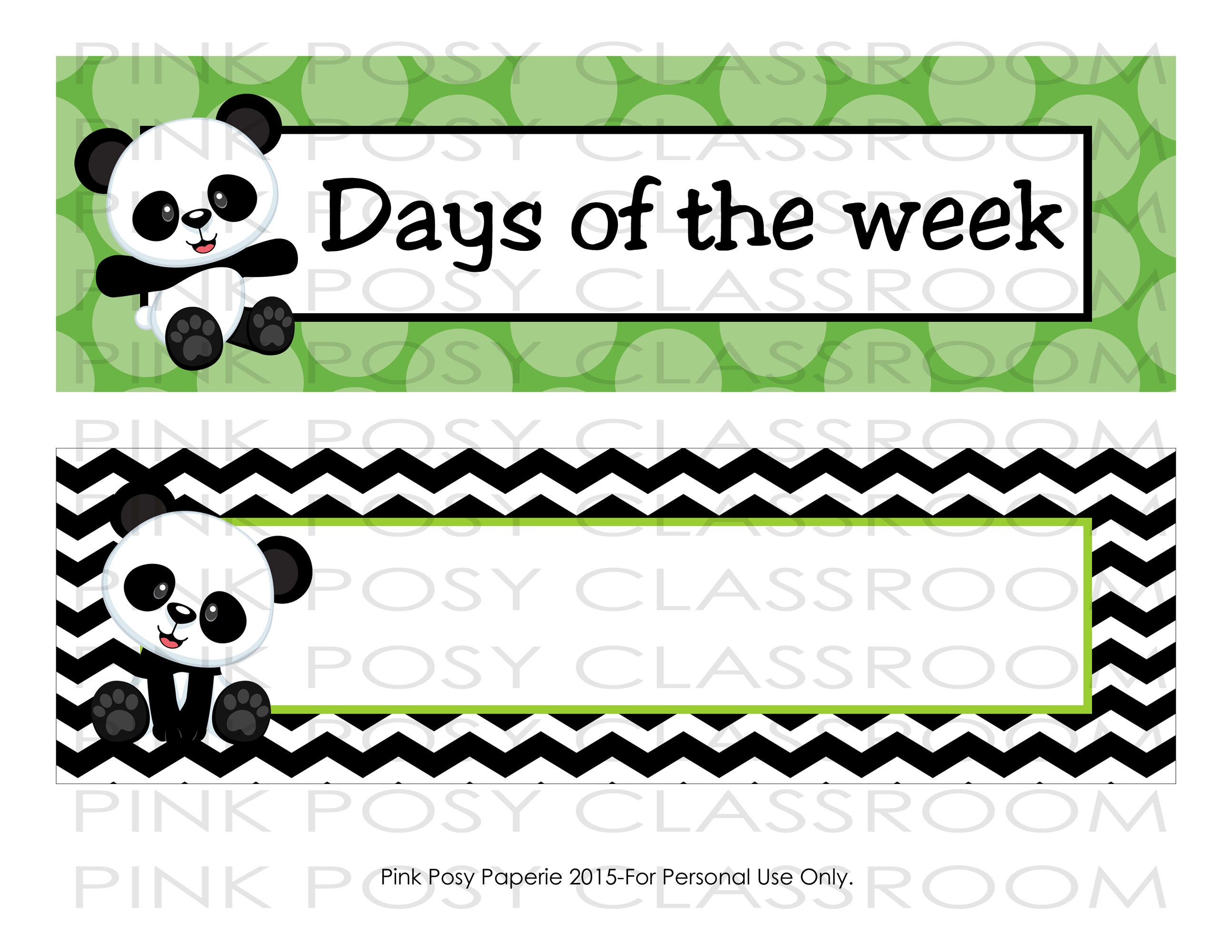 Panda Calendar Set, Classroom Calendar Set, Classroom Decor, Number ...