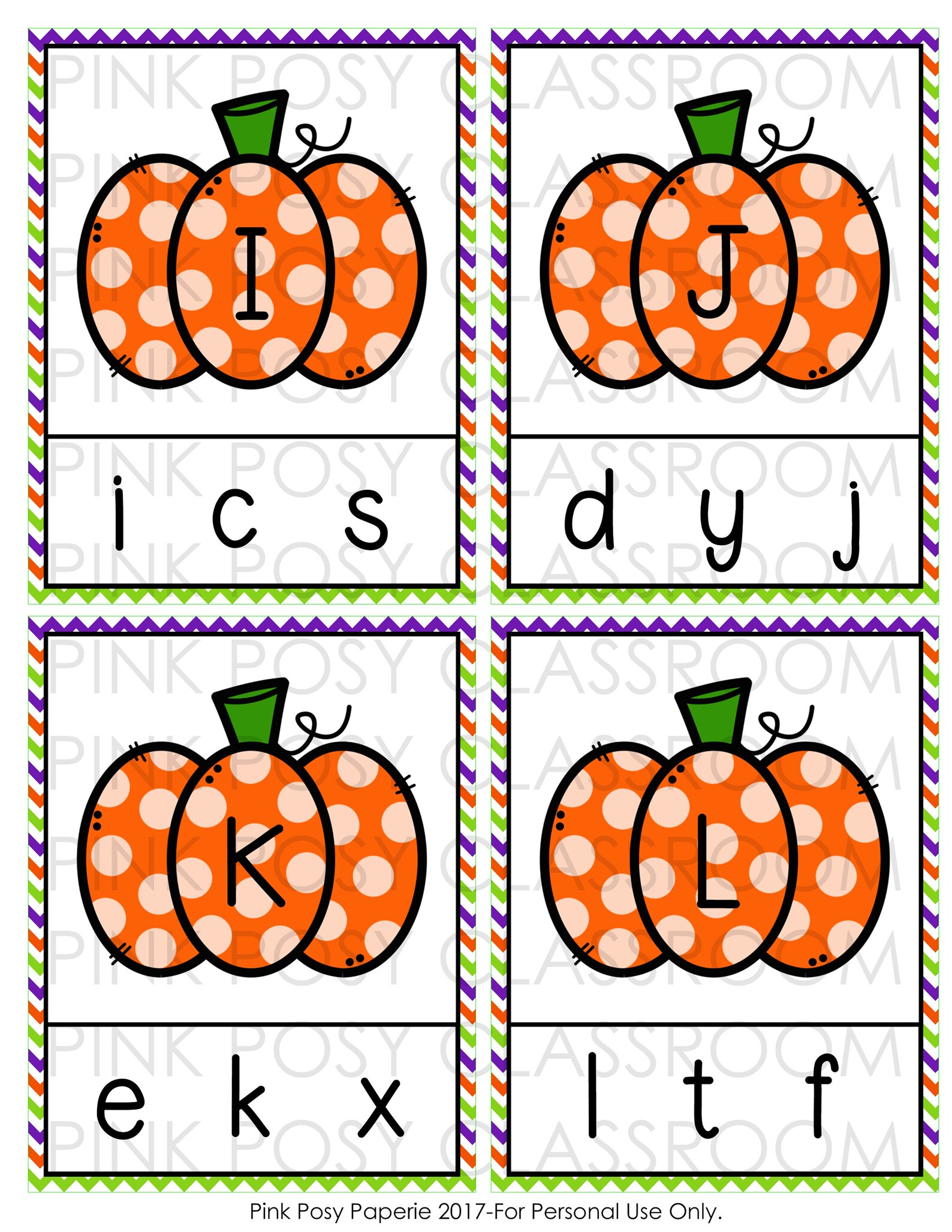 Alphabet Flash Cards Pumpkin Alphabet Clip Cards Letter - Etsy