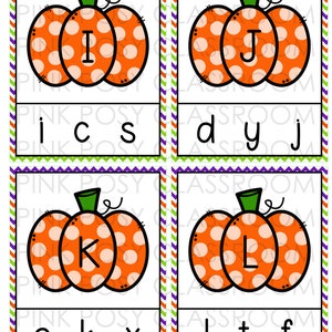 Alphabet Flash Cards, Pumpkin Alphabet Clip Cards, Letter Match Cards ...