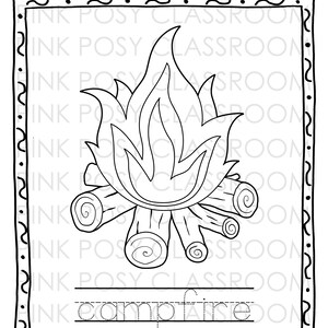 Camping Coloring Pages, Color and Trace the Word, Camping Activities ...