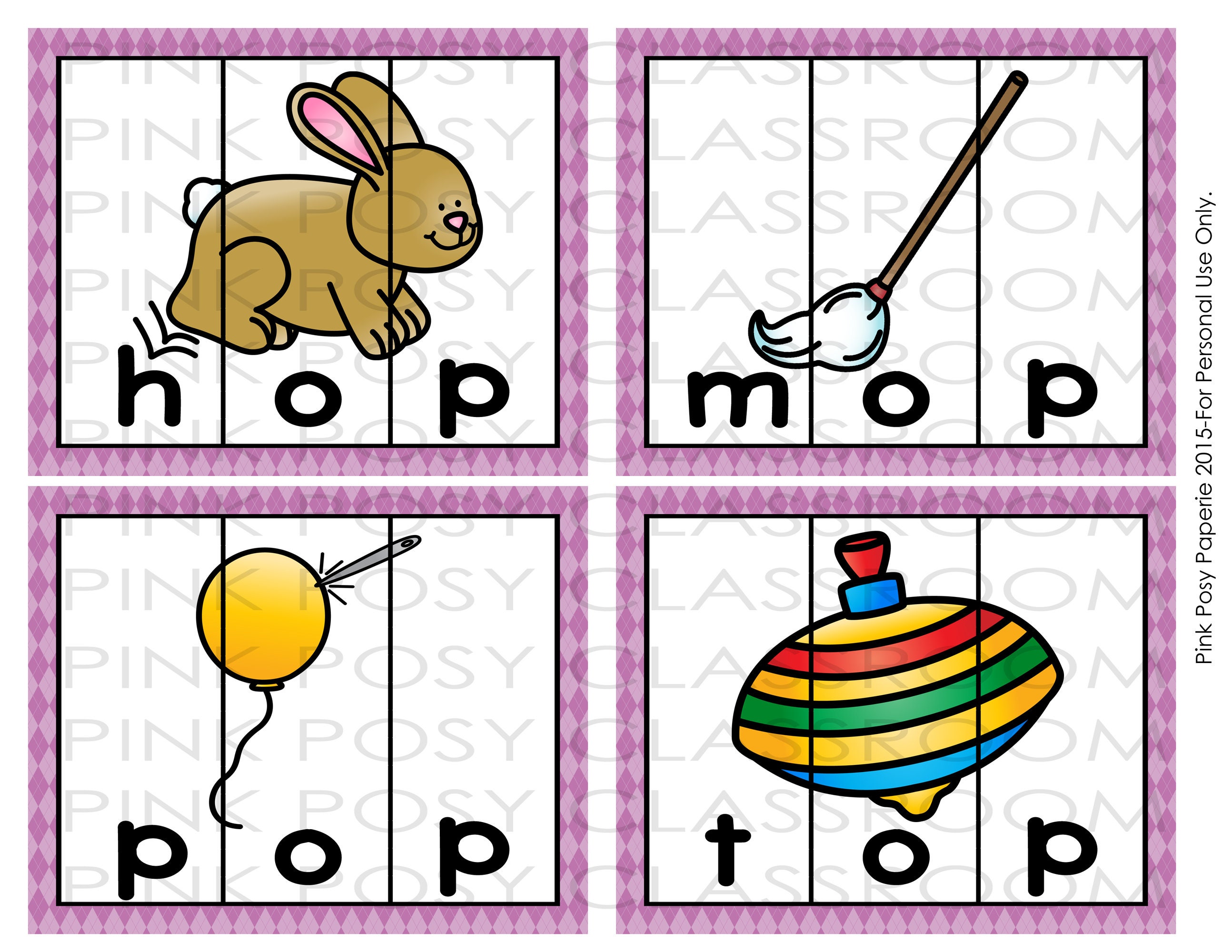 CVC Puzzles Short O Short Vowel Sounds Word Families - Etsy