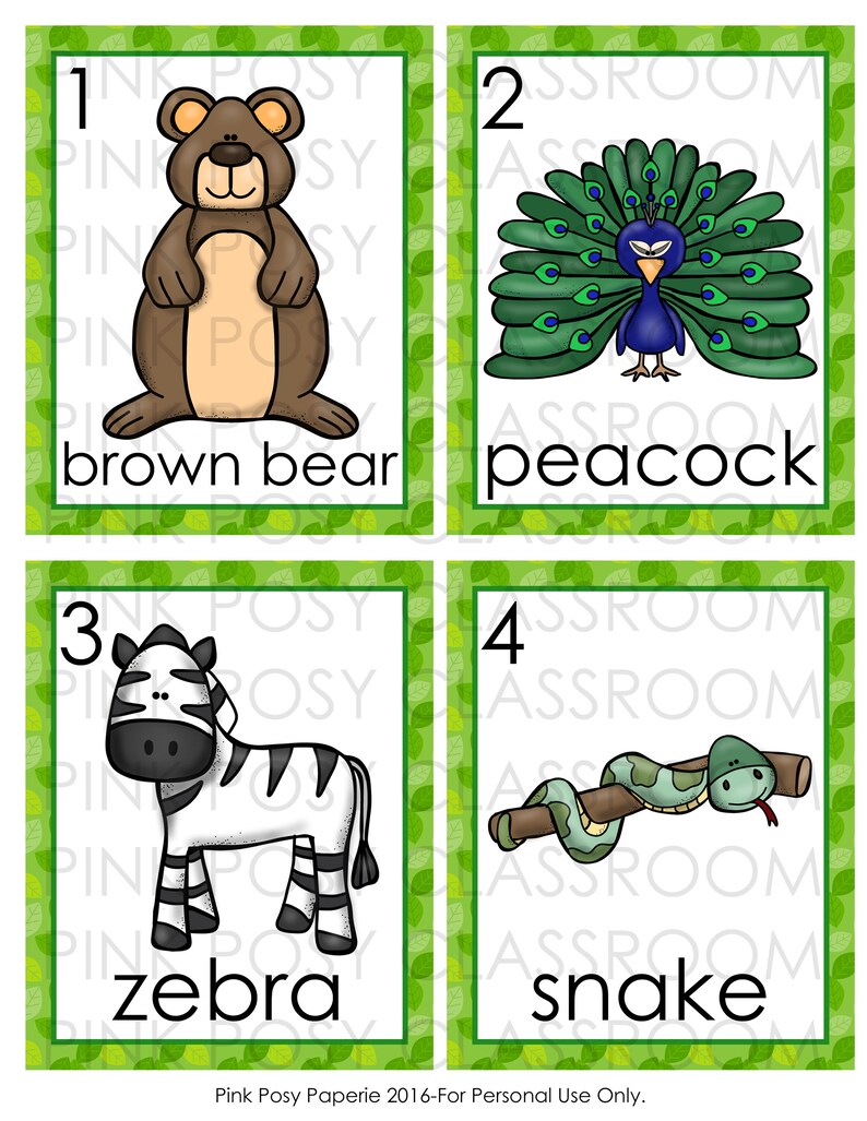 Zoo Animals Vocabulary Cards, Zoo Animal Printable, Literacy Center ...