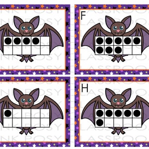 Ten Frame Flash Cards, Bats Count the Room, Learn to Count, Number ...