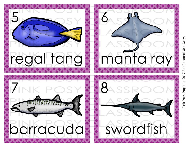 Fish Vocabulary Cards Fish Printable Literacy Center - Etsy