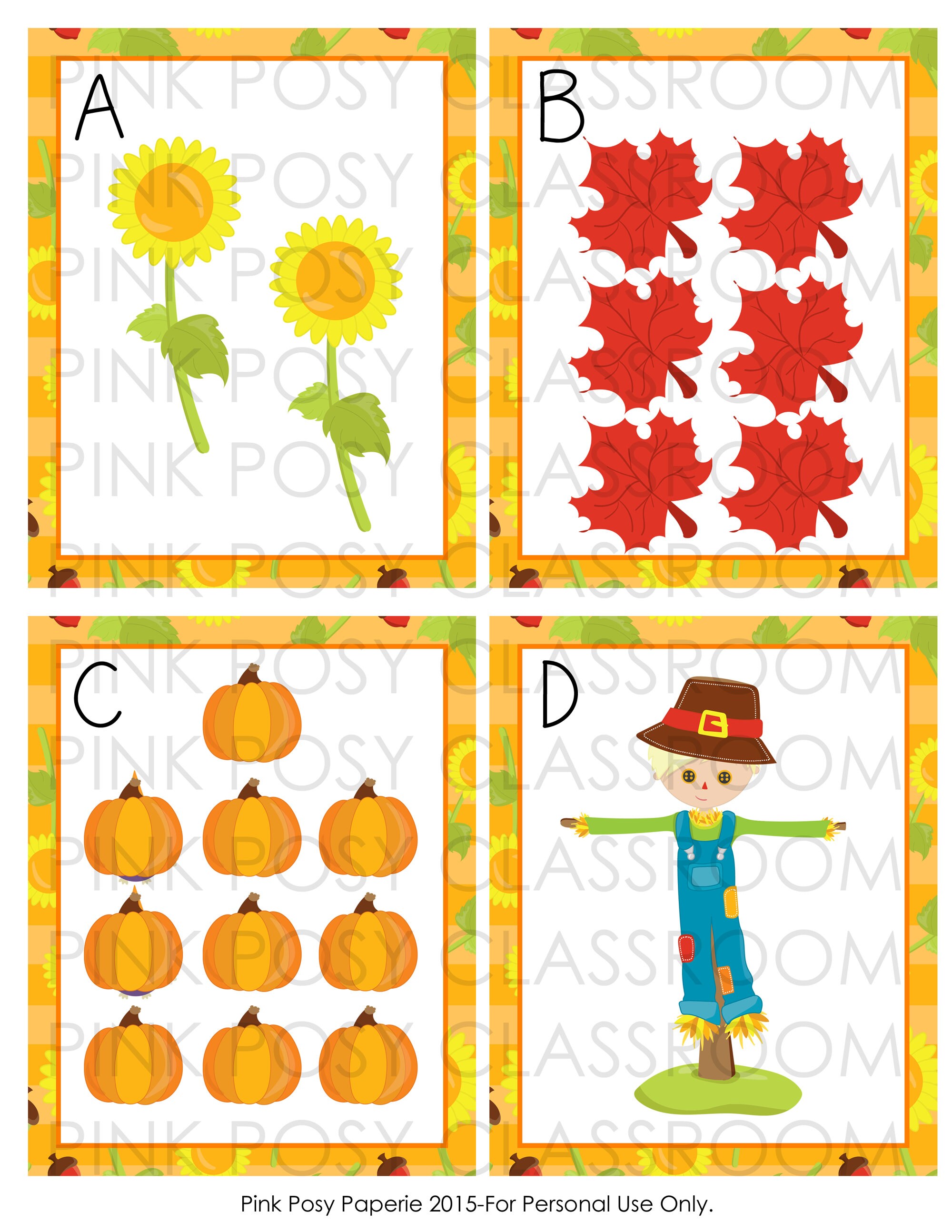 Fall Flash Cards, Autumn Count the Room, Learn to Count, Number ...
