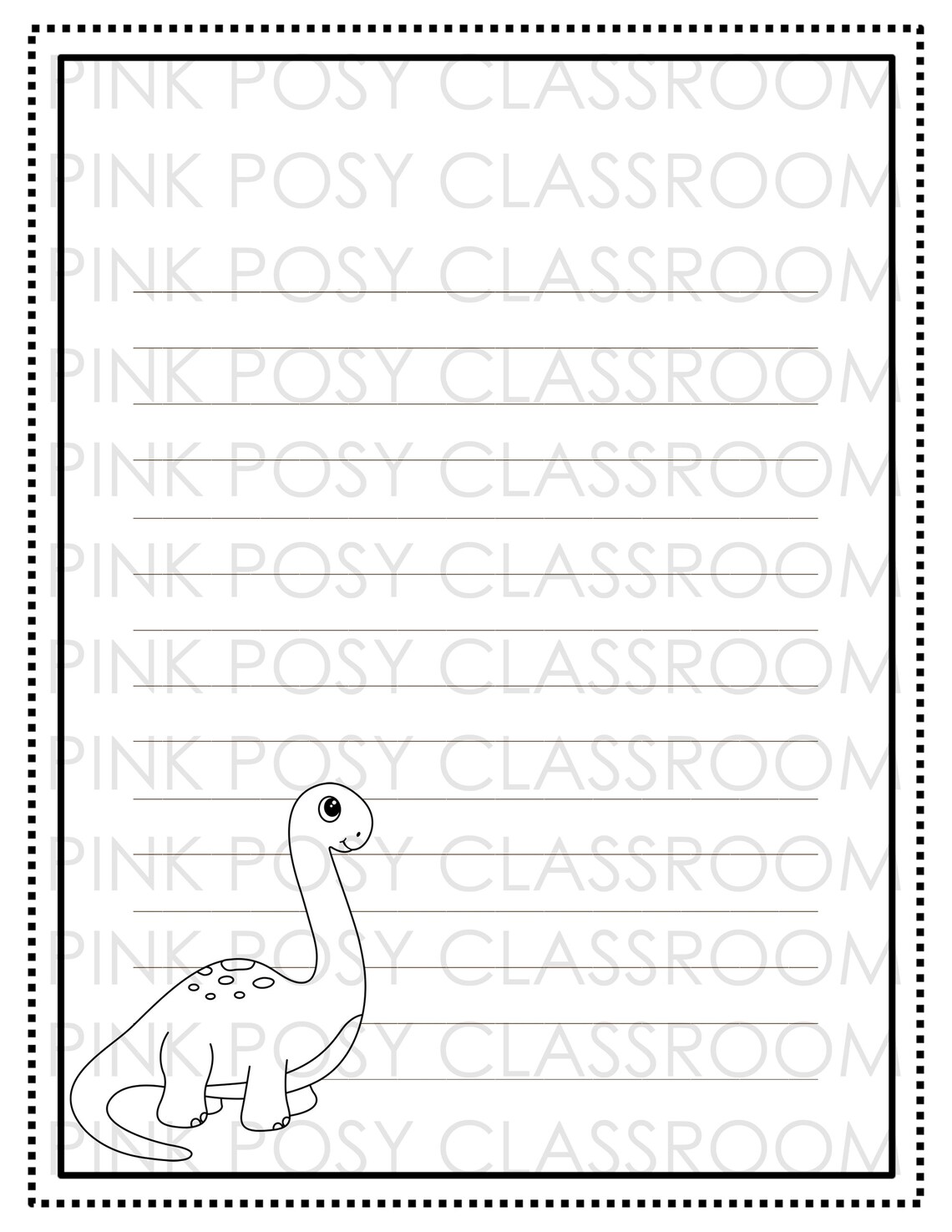 Dinosaur Writing Paper, Dinosaur Stationery, Printable Paper, Lined ...
