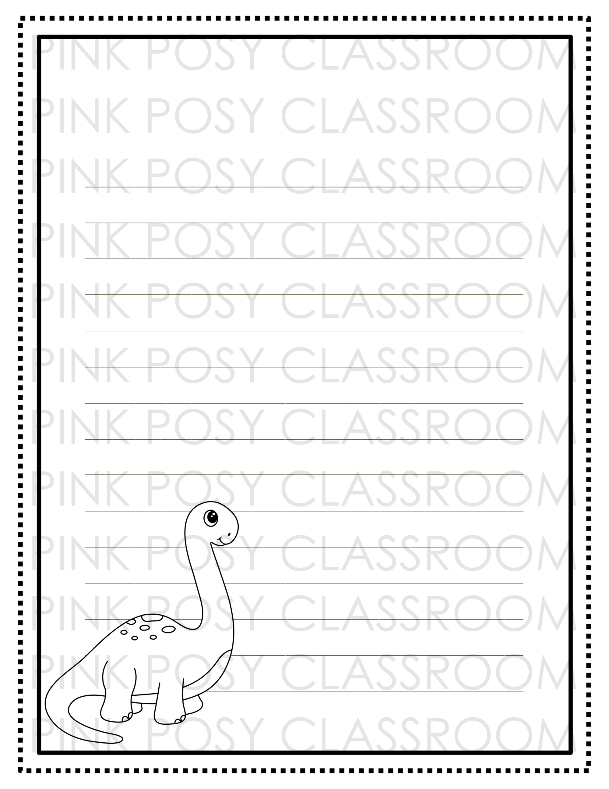 Dinosaur Writing Paper, Dinosaur Stationery, Printable Paper, Lined ...