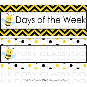 Bee Calendar Set, Classroom Calendar Set, Classroom Decor, Number ...
