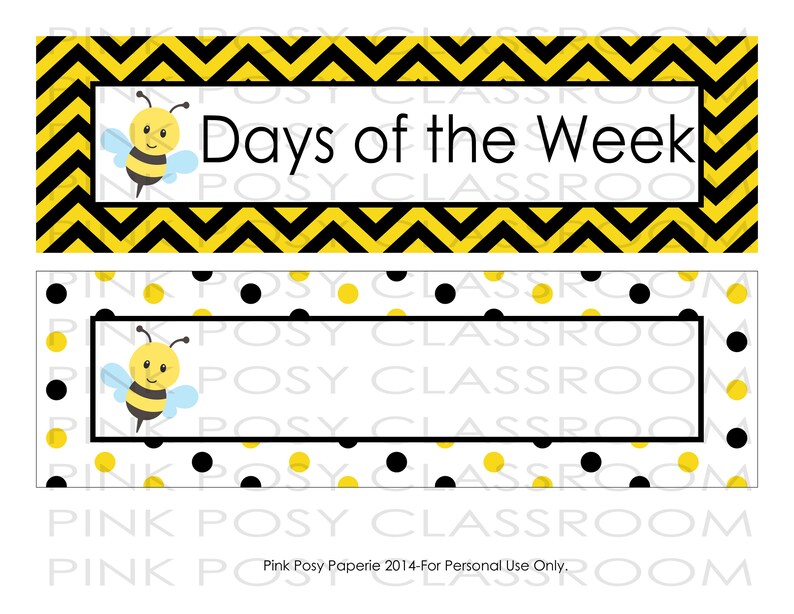 Bee Calendar Set, Classroom Calendar Set, Classroom Decor, Number ...