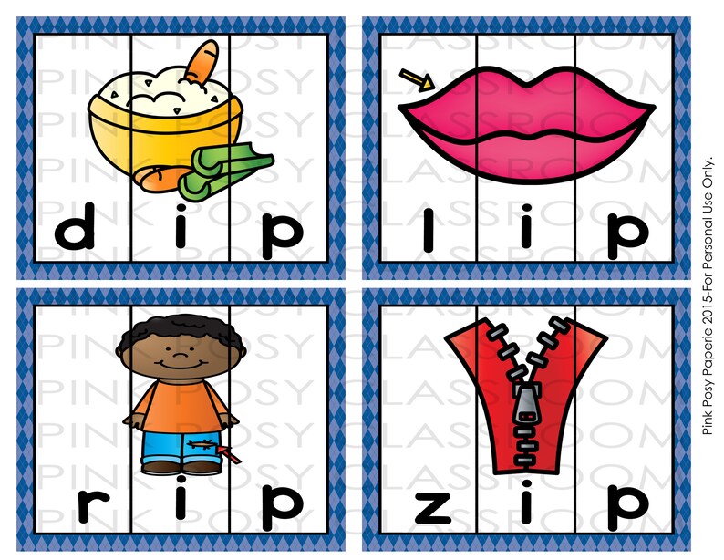 CVC Puzzles, Short I, Short Vowel Sounds, Word Families, Phonics ...