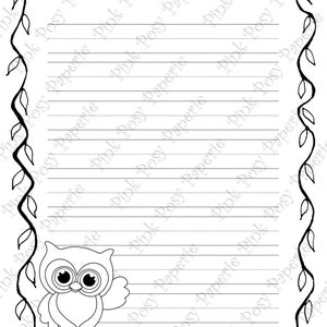 Owl Writing Paper, Owl Stationery, Owl Printable Paper, Owl Lined Paper ...