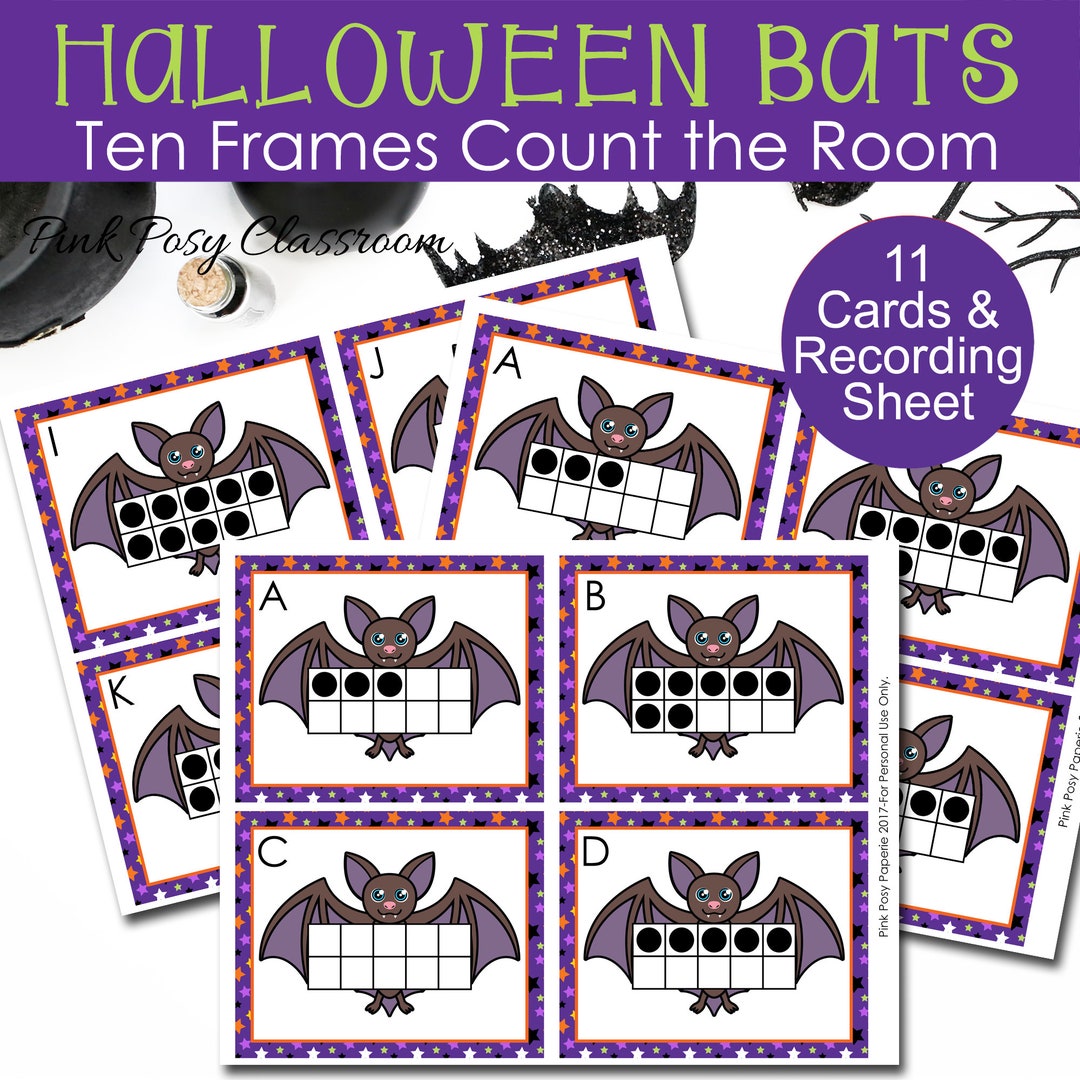 Ten Frame Flash Cards, Bats Count the Room, Learn to Count, Number ...