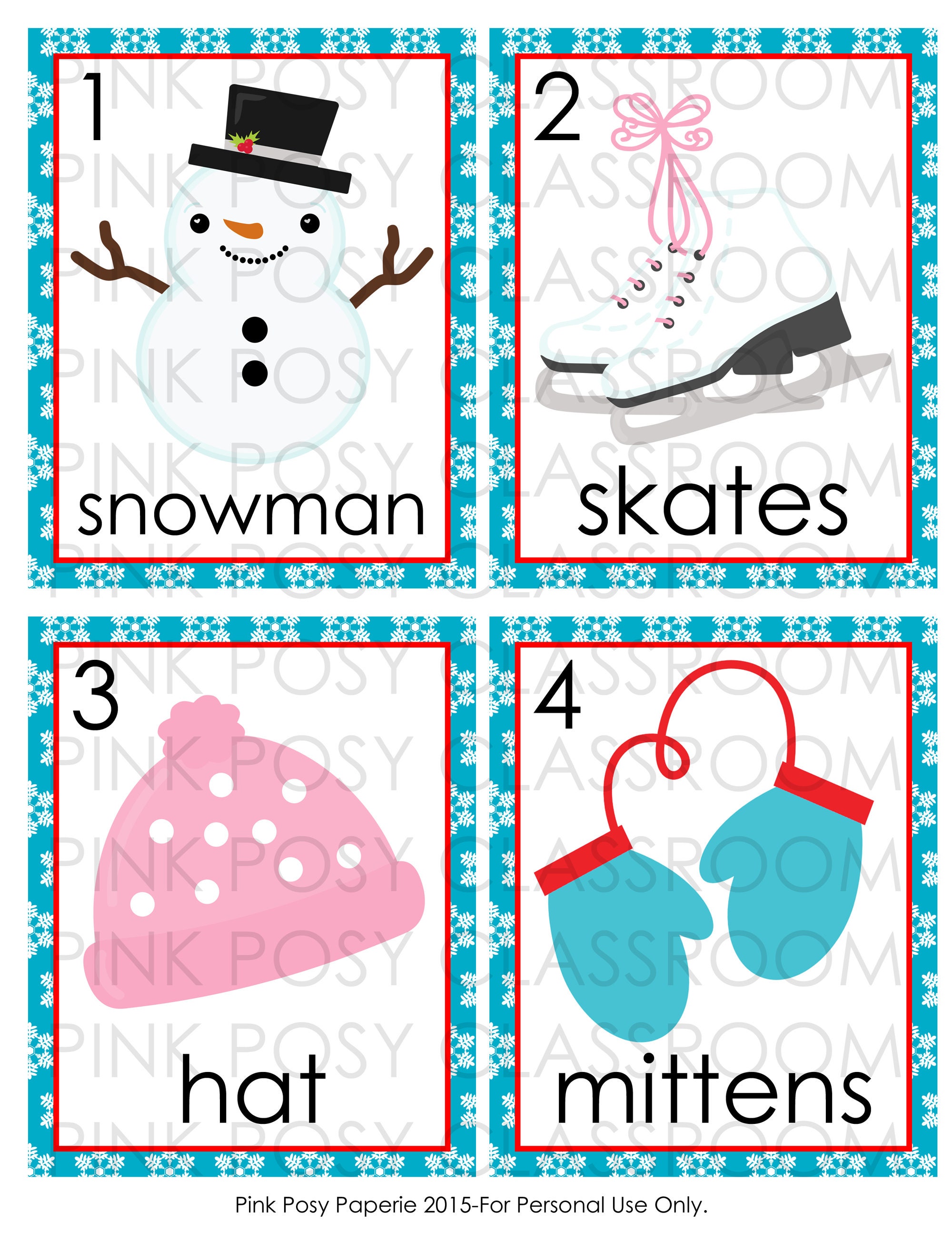 Winter Vocabulary Cards Winter Printable Literacy Center - Etsy