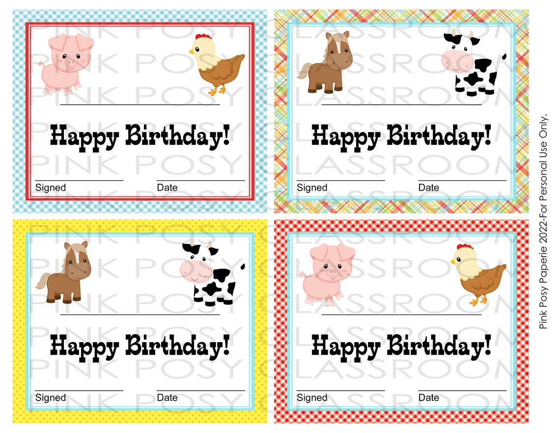 Happy Birthday Certificate, Farm Birthday Certificate, Classroom Reward ...
