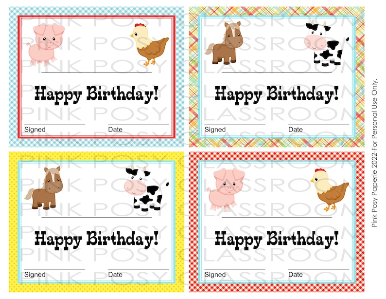 Happy Birthday Certificate, Farm Birthday Certificate, Classroom Reward ...