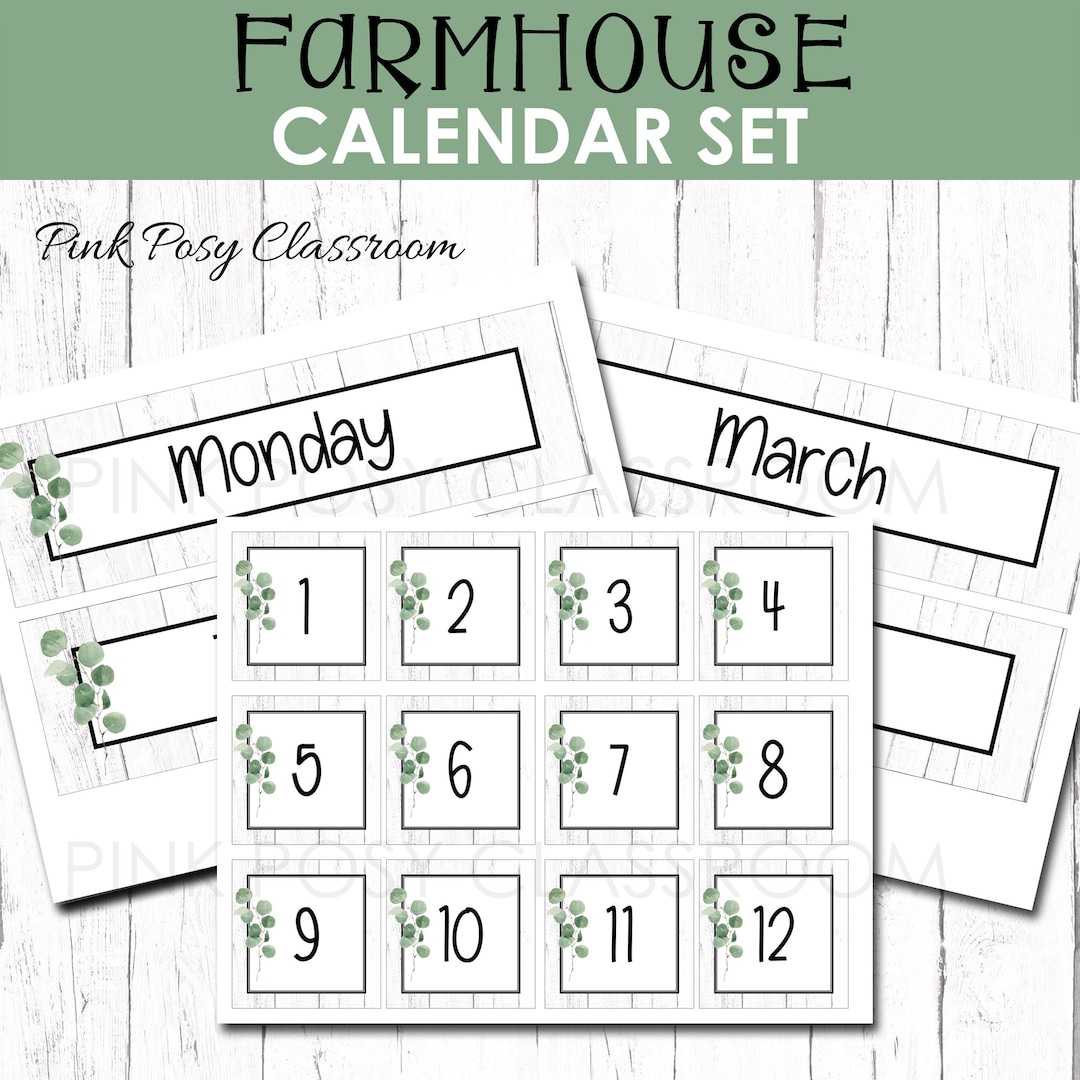Farmhouse Calendar Set, Classroom Calendar Set, Classroom Decor, Number ...