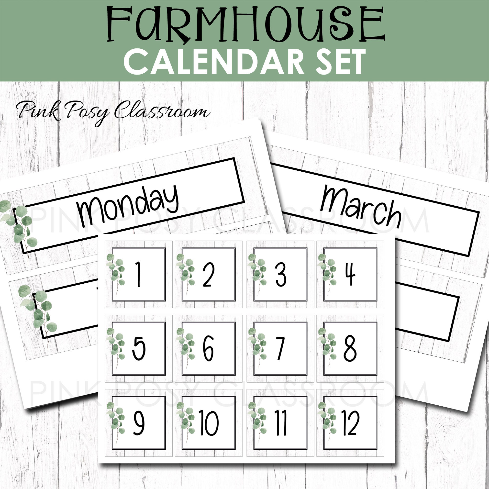 Farmhouse Calendar Set, Classroom Calendar Set, Classroom Decor, Number ...