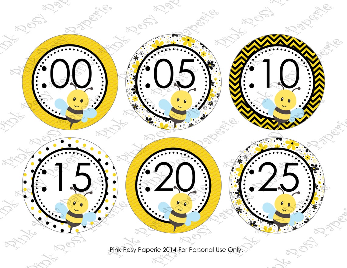 Clock Number Labels, Classroom Decor, Telling Time, Bee Theme, School ...