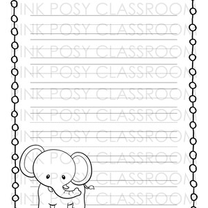 Jungle Animals Writing Paper, Safari Stationery, Printable Paper, Lined ...