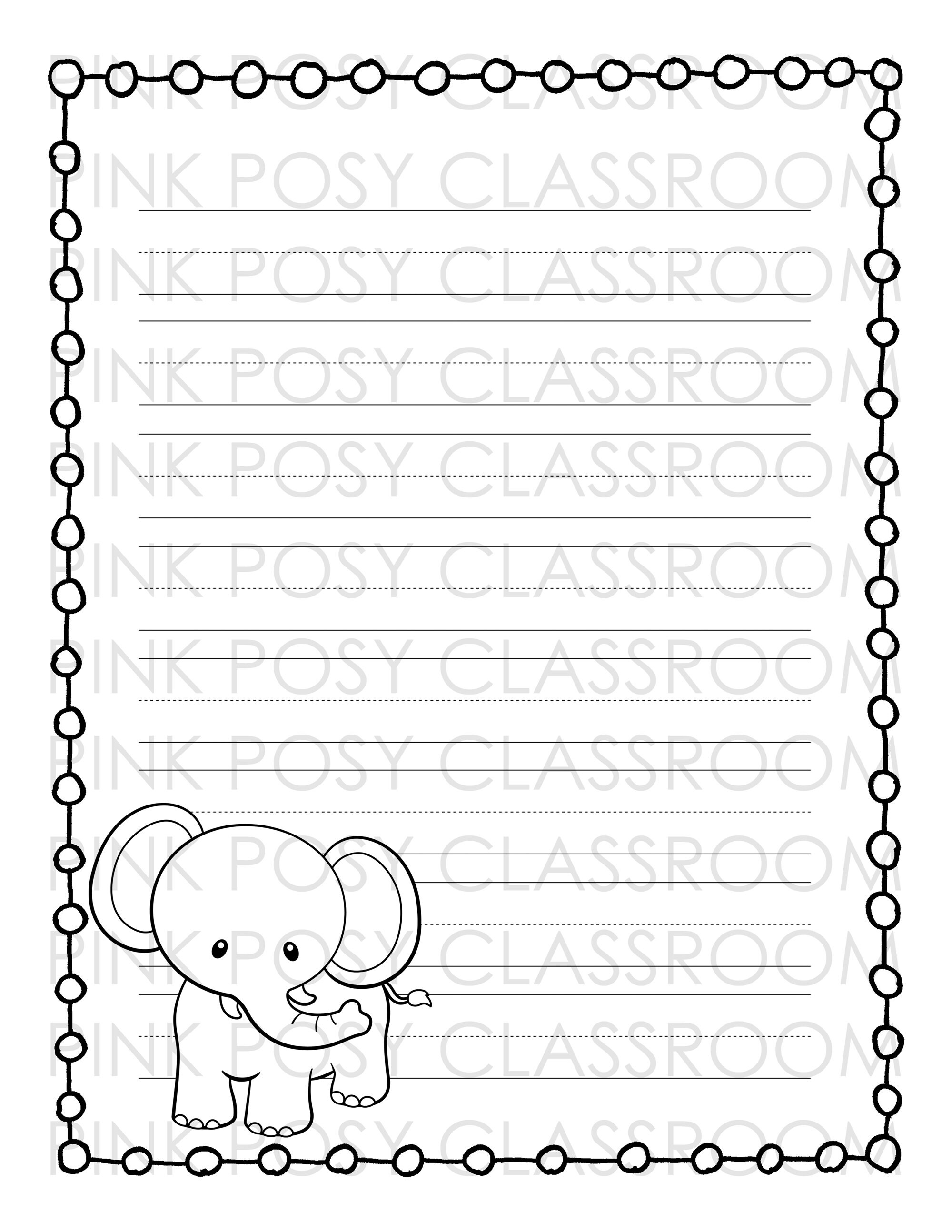 Jungle Animals Writing Paper, Safari Stationery, Printable Paper, Lined ...