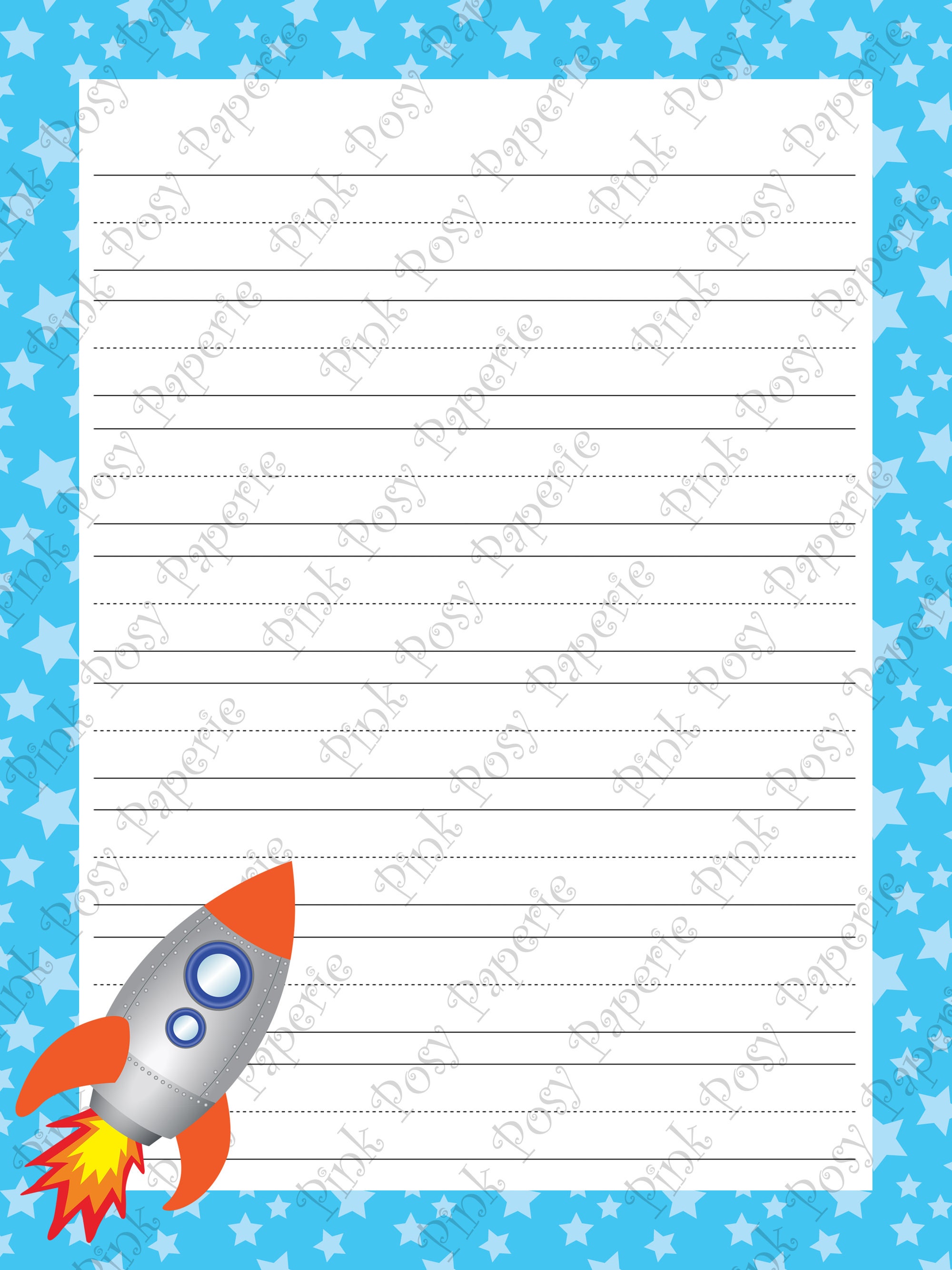 Outerspace Writing Paper, Outer Space Printable Paper, Lined Paper ...