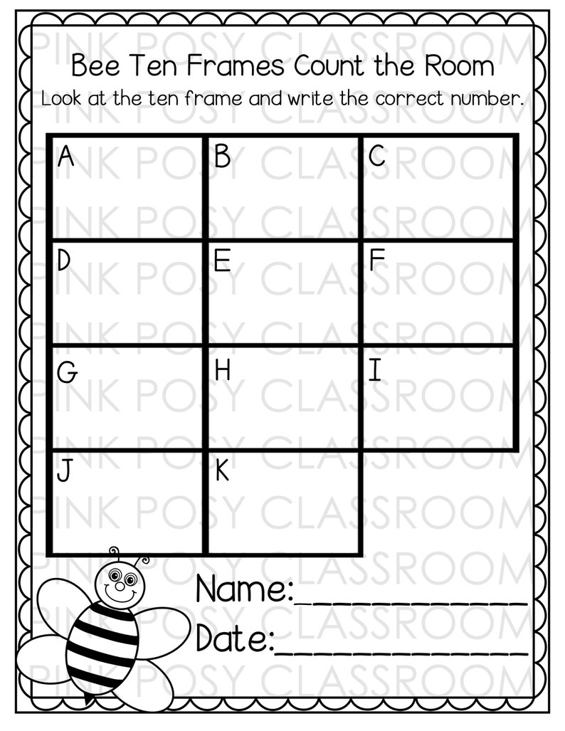 Ten Frame Flash Cards Bees Count the Room Learn to Count - Etsy