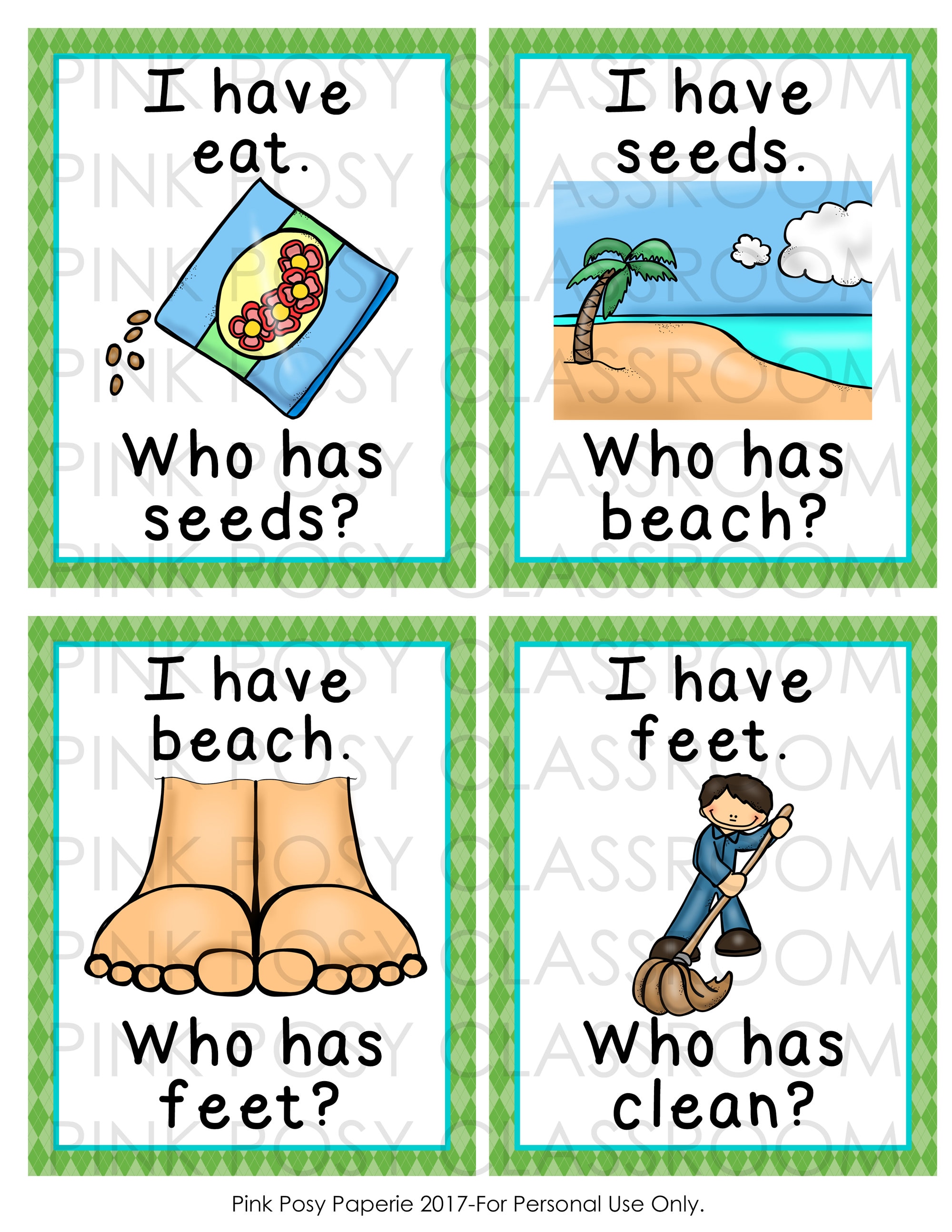 Long E Vowel Teams, I Have Who Has Card Game, Ee and Ea Words, Long ...