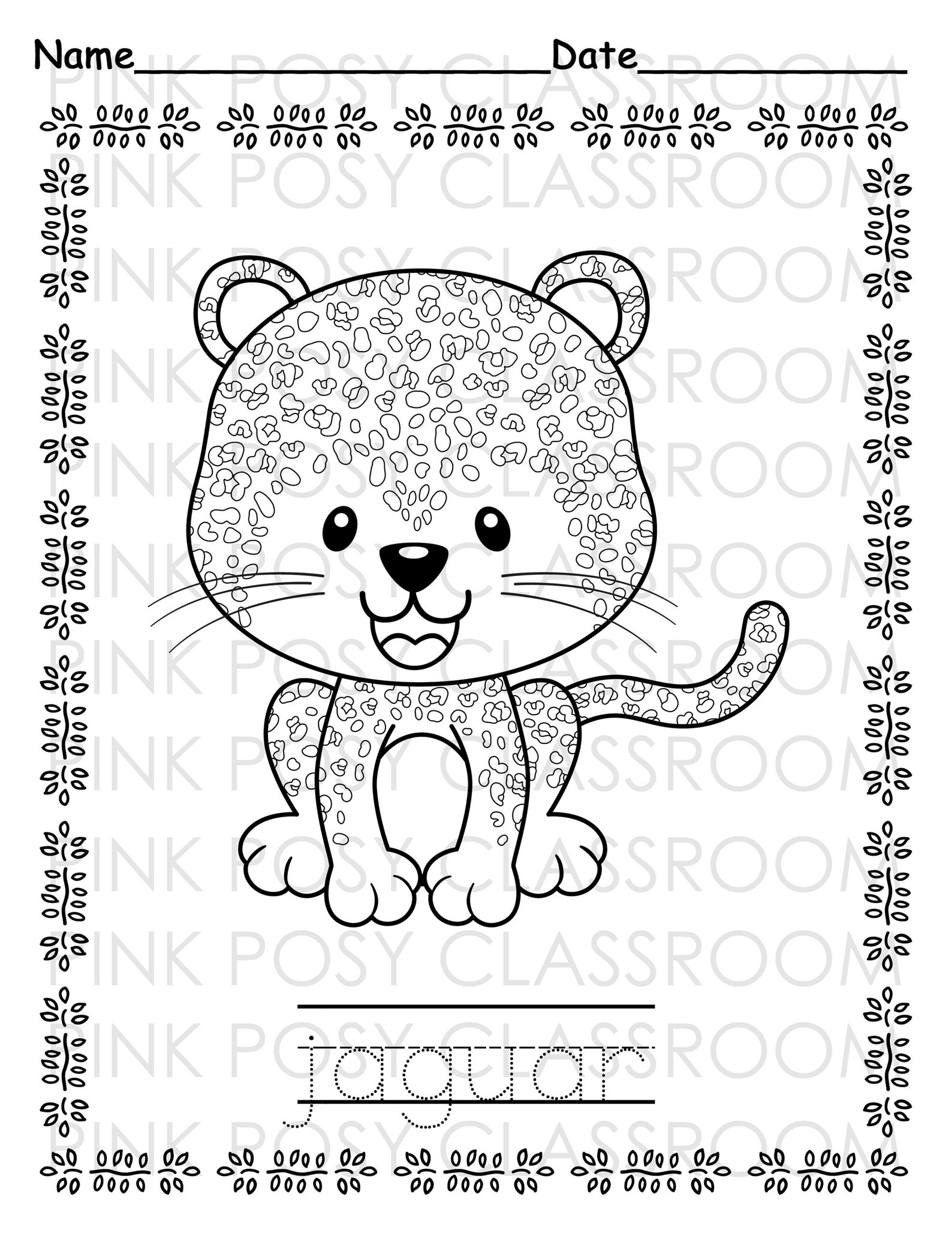 Rainforest Animals Coloring Pages, Color and Trace the Word, Rain ...