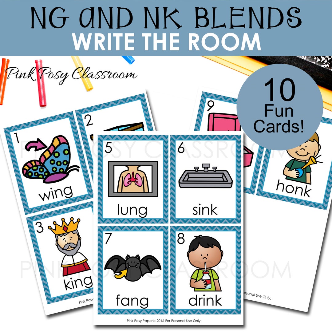 Consonant Blends Vocabulary Cards, Blends Ng & Nk Printable, Blends ...
