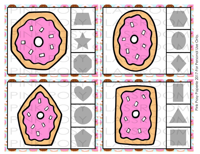 2D Shapes Flashcards Donut Theme Donut Shapes Clip Cards - Etsy