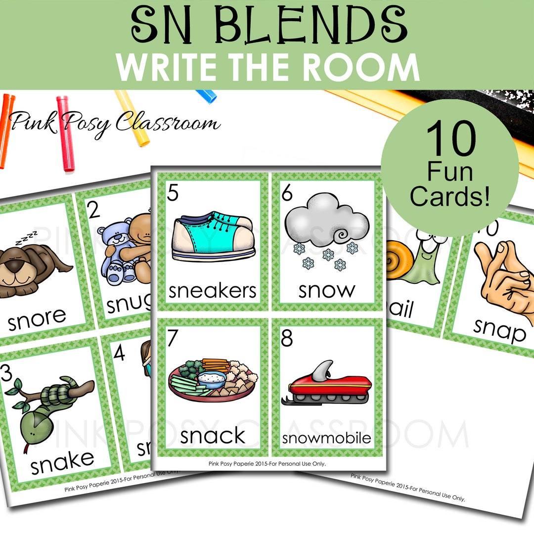 SN Blends Digraphs Vocabulary Cards, SN Blends Printable, Blends ...