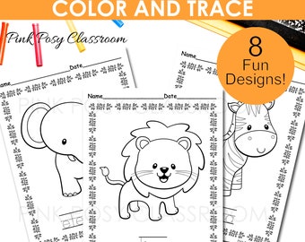 Farm Animals Coloring Pages, Color and Trace the Word, Farm Animals ...