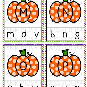 Alphabet Flash Cards, Pumpkin Alphabet Clip Cards, Letter Match Cards ...