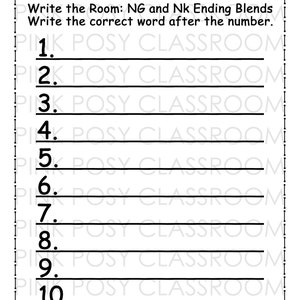 Consonant Blends Vocabulary Cards, Blends Ng & Nk Printable, Blends ...
