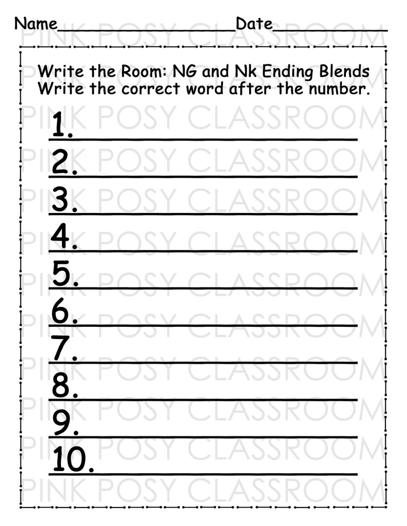 Consonant Blends Vocabulary Cards Blends Ng & Nk Printable - Etsy