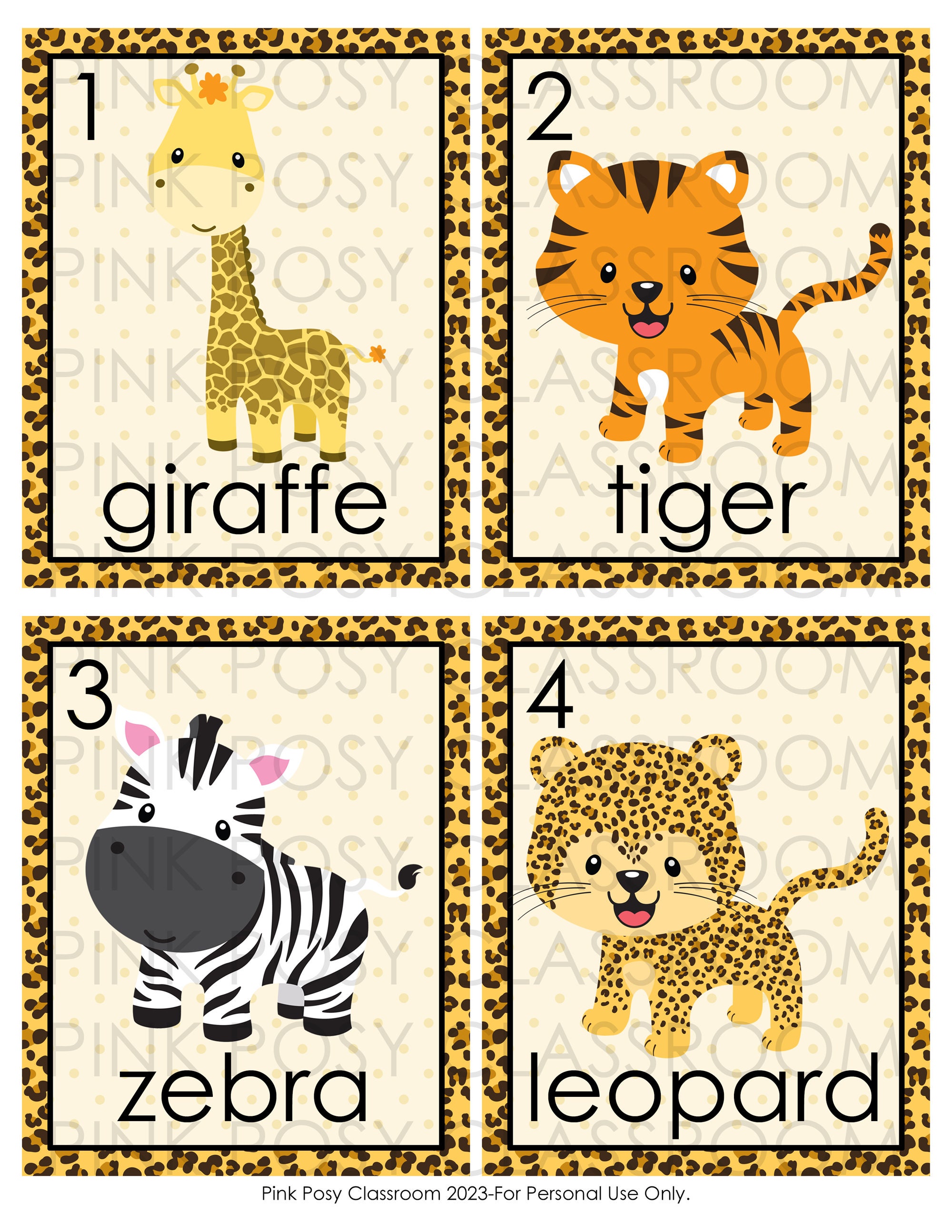 Jungle Animal Vocabulary Cards, Safari Printable, Literacy Center ...