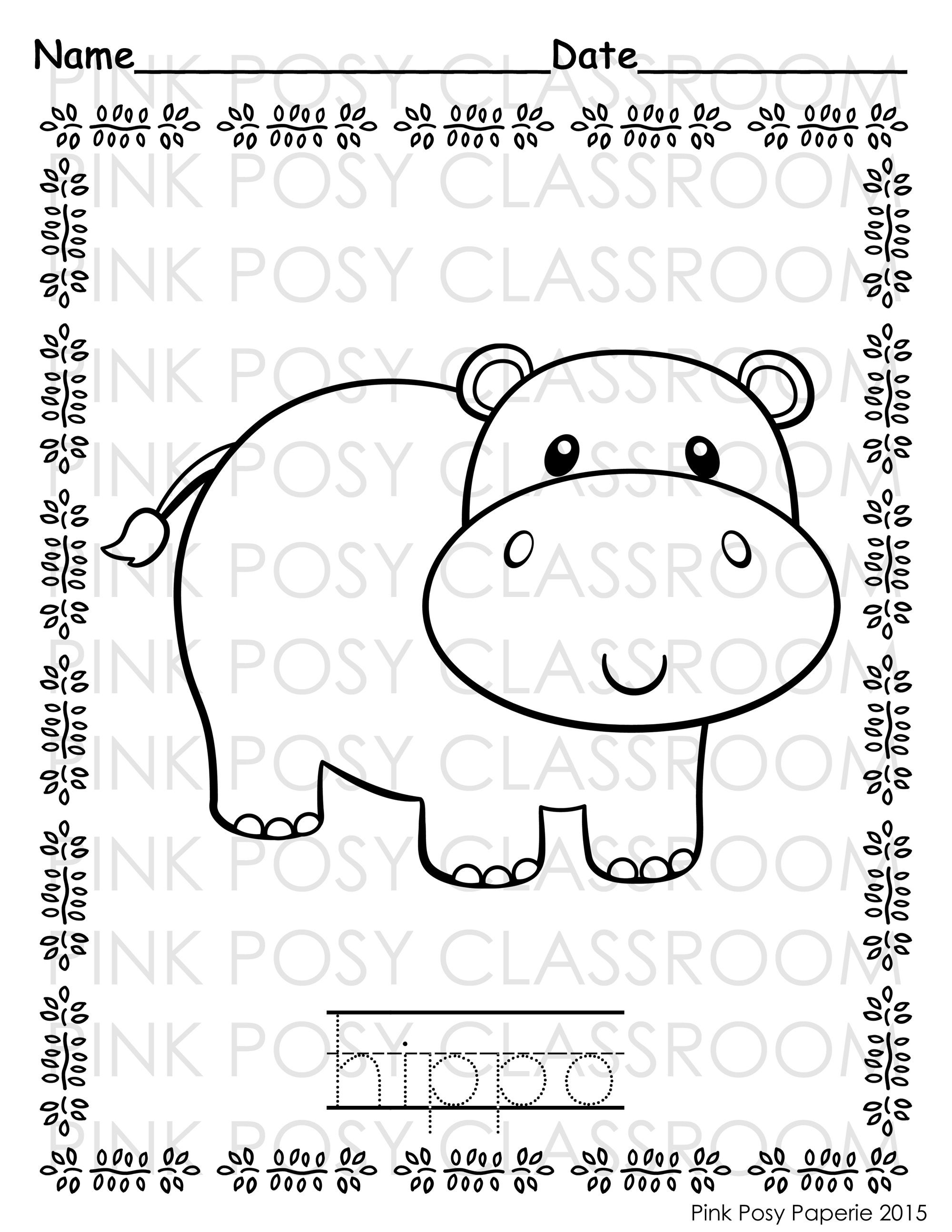Jungle Animals Coloring Pages, Color Trace the Word, Safari Animals ...