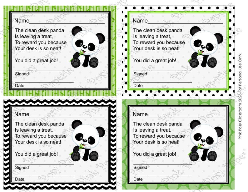 Panda Clean Desk Awards, Classroom Managment, Behavior Management ...