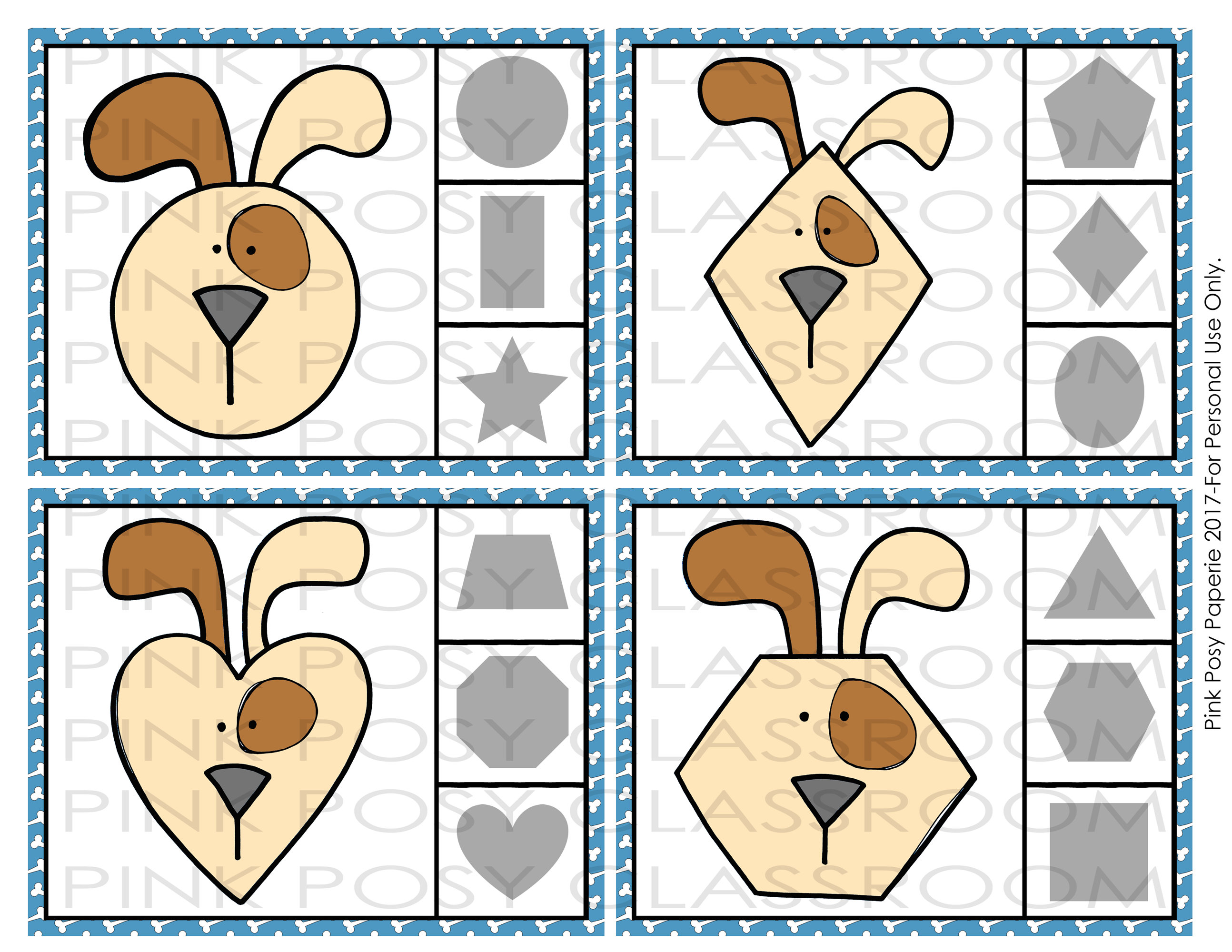 2D Shapes Flashcards Dog Theme Geometric Shape Task Cards - Etsy