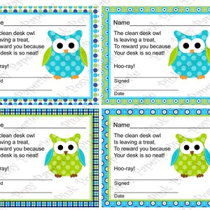 Owl Clean Desk Awards, Classroom Managment, Behavior Management ...