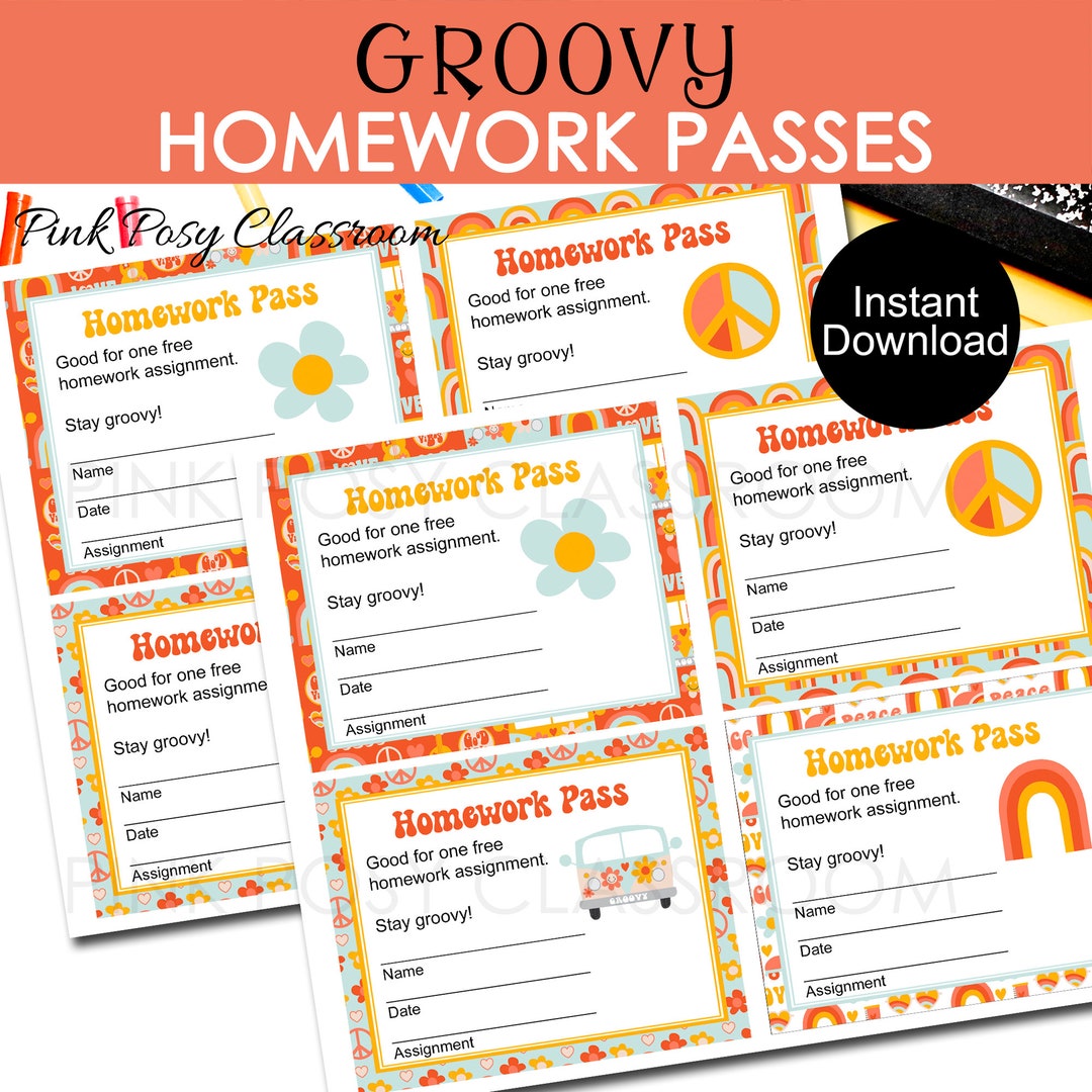 Groovy Homework Passes, Classroom Managment, Instant Download, Teacher ...