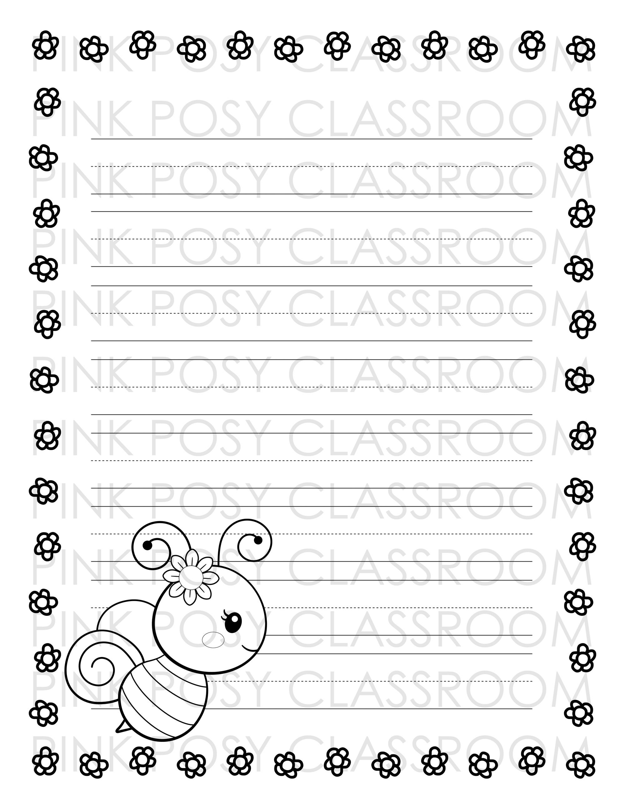 Bee Writing Paper, Bee Stationery, Bee Printable Paper, Bee Lined Paper ...