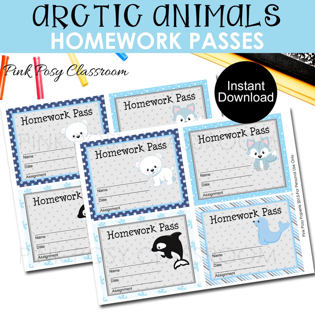 Arctic Homework Passes, Classroom Managment, Instant Download, Teacher ...