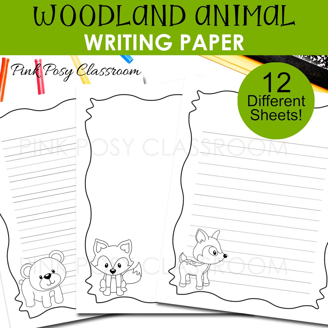 Woodland Animals Writing Paper, Woodland Stationery, Printable Paper ...