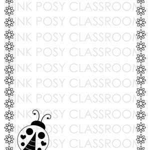 Ladybug Writing Paper, Ladybug Stationery, Printable Paper, Lined Paper ...