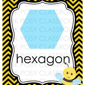 Bee Shape Posters, Classroom Decor, 2D Shape Posters, Printable Shape ...